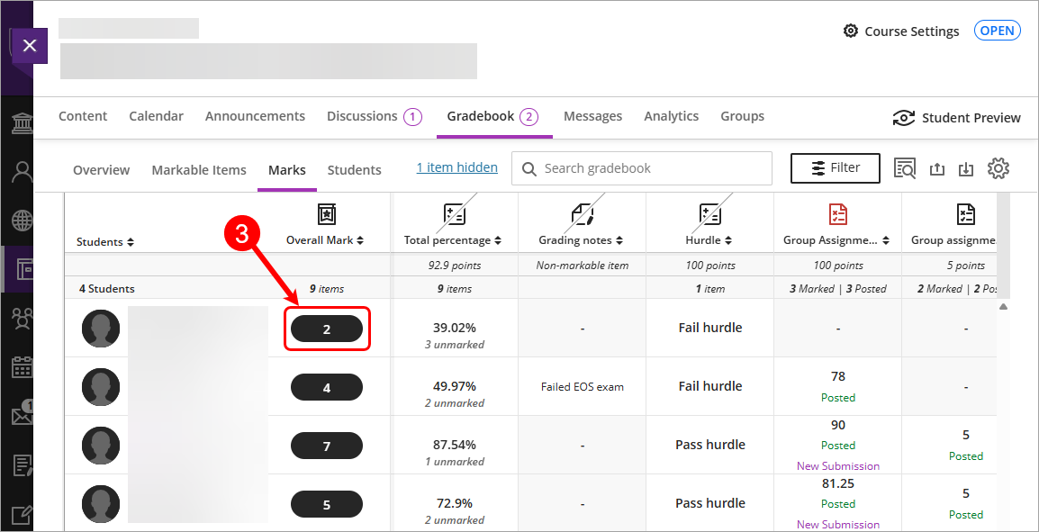 Overall Mark (Ultra) - eLearning - University of Queensland